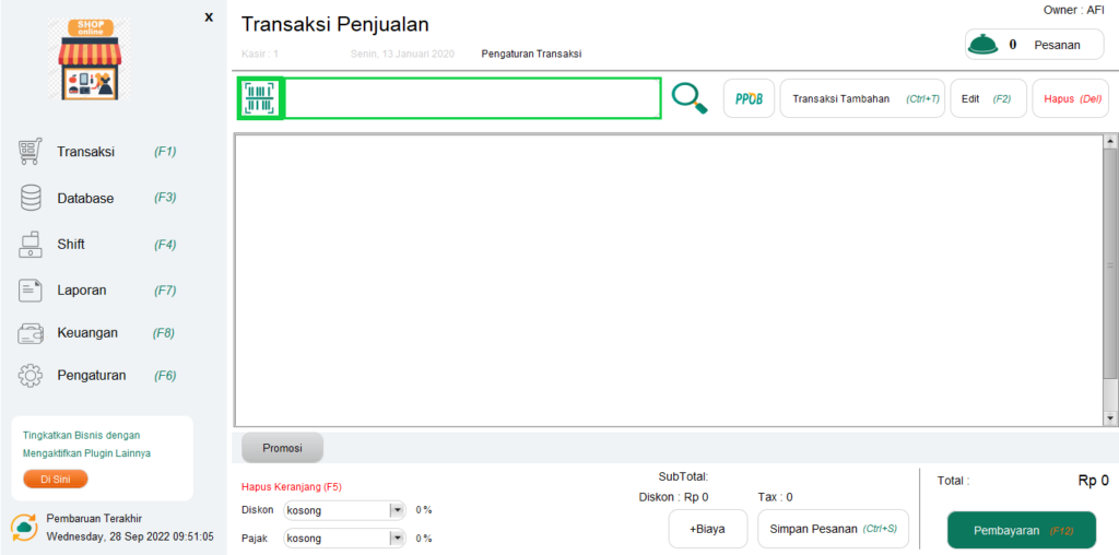 Cara Transaksi dengan Scan Barcode External