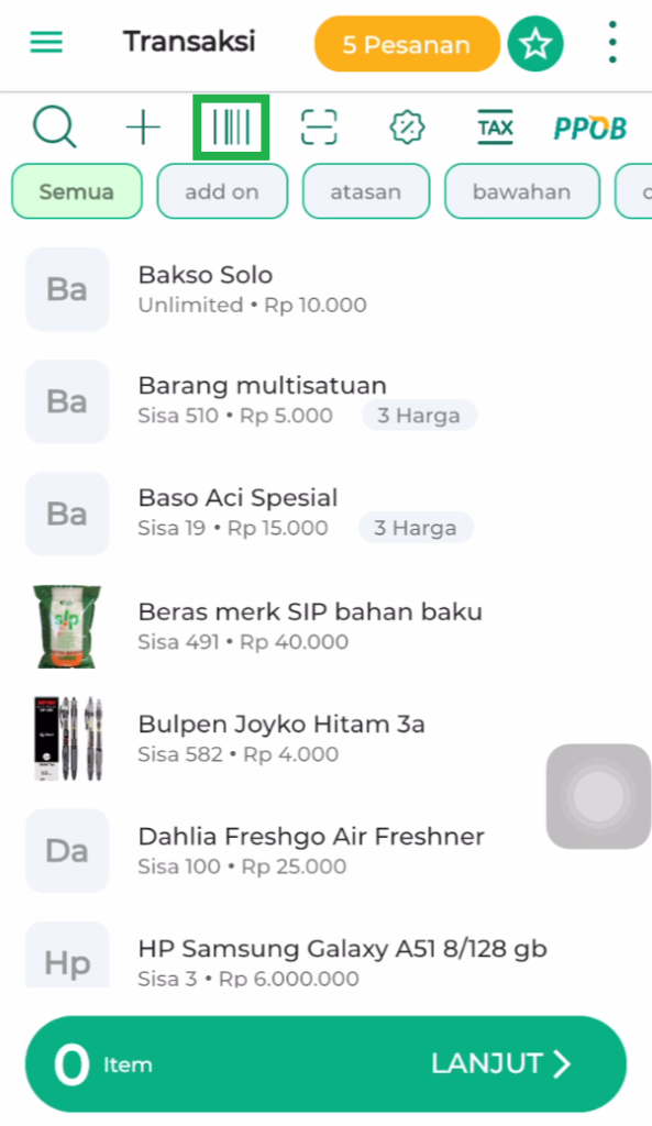 Cara Transaksi dengan Alat Scan (Scanner)
