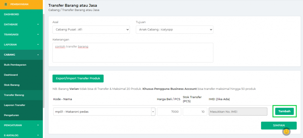 Cara Transfer Barang ke Cabang Lain