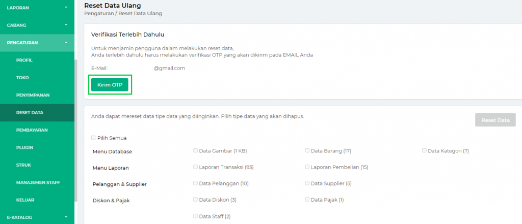 Cara Melakukan Reset Data (Website/Back Office)