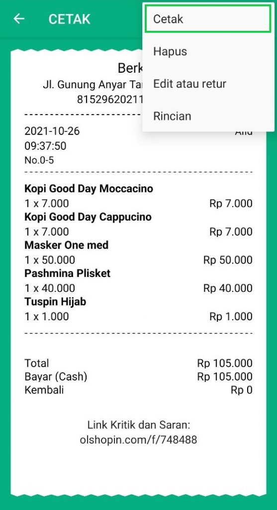 Bagaimana Cara Mencetak Ulang Struk Transaksi?