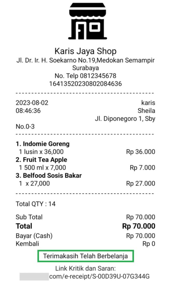 Cara Mengatur Tampilan Struk