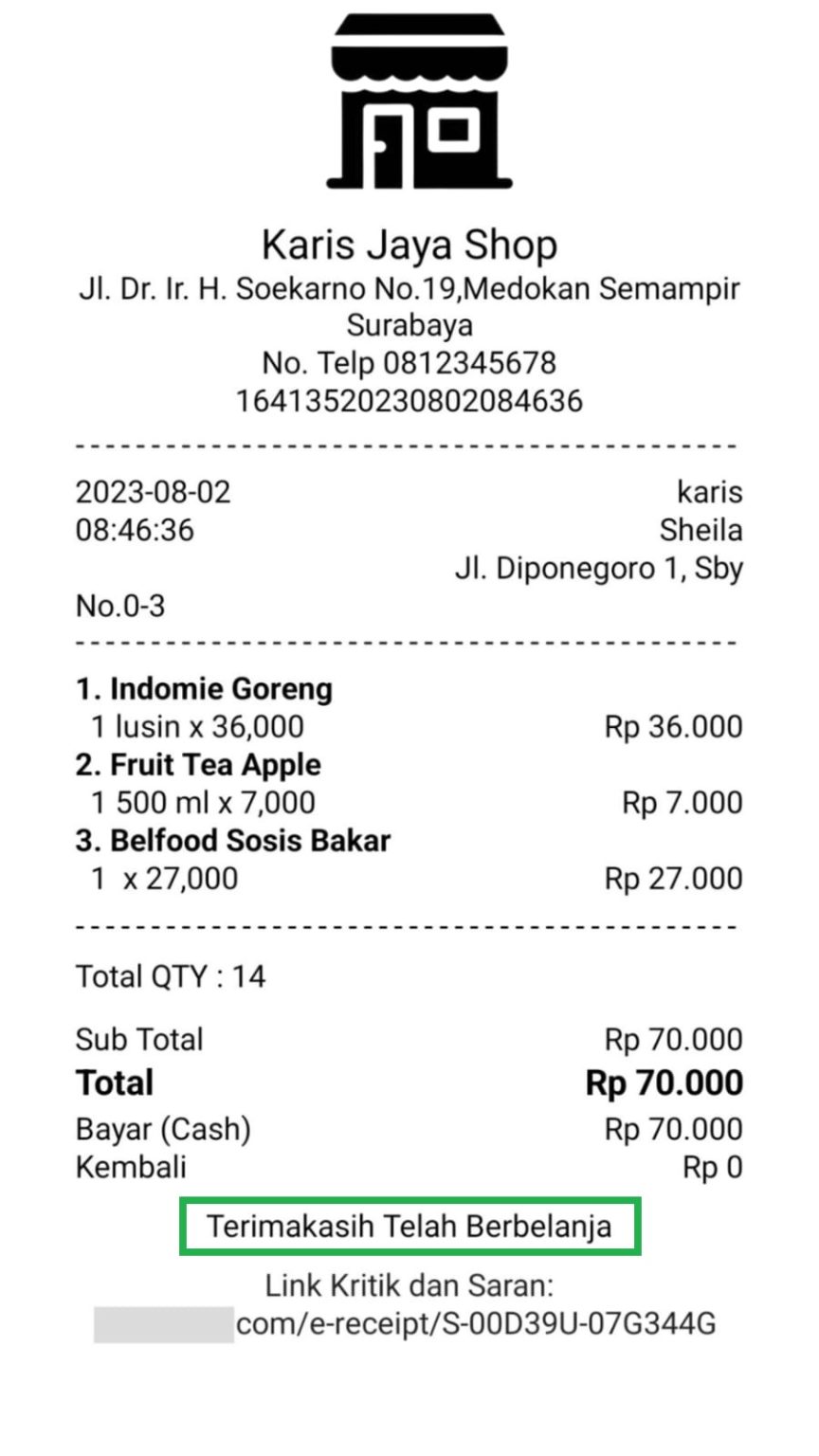 Cara Mengatur Tampilan Struk