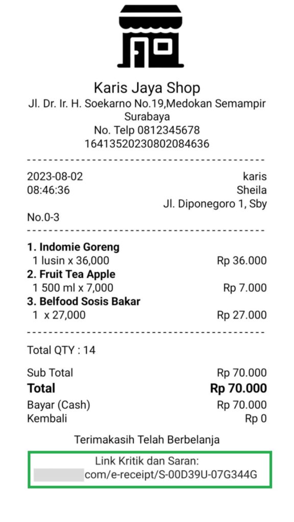 Cara Mengatur Tampilan Struk