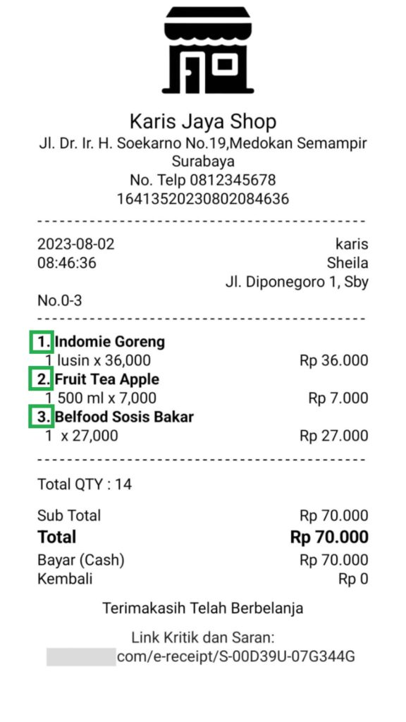 Cara Mengatur Tampilan Struk