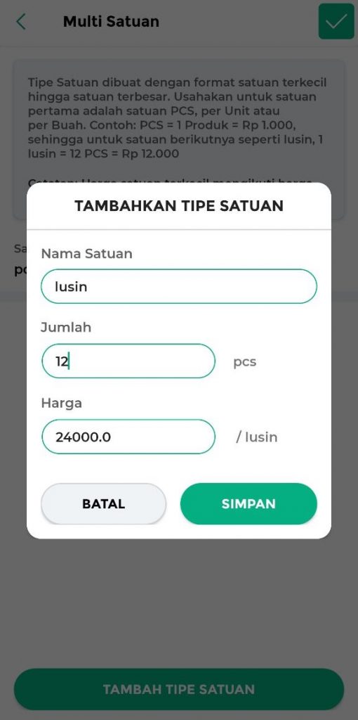 Cara Menambah Multi Satuan (Android)