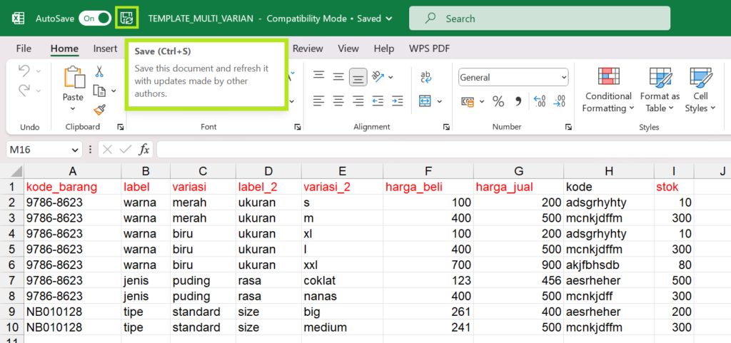 Cara Export / Import Tipe Barang