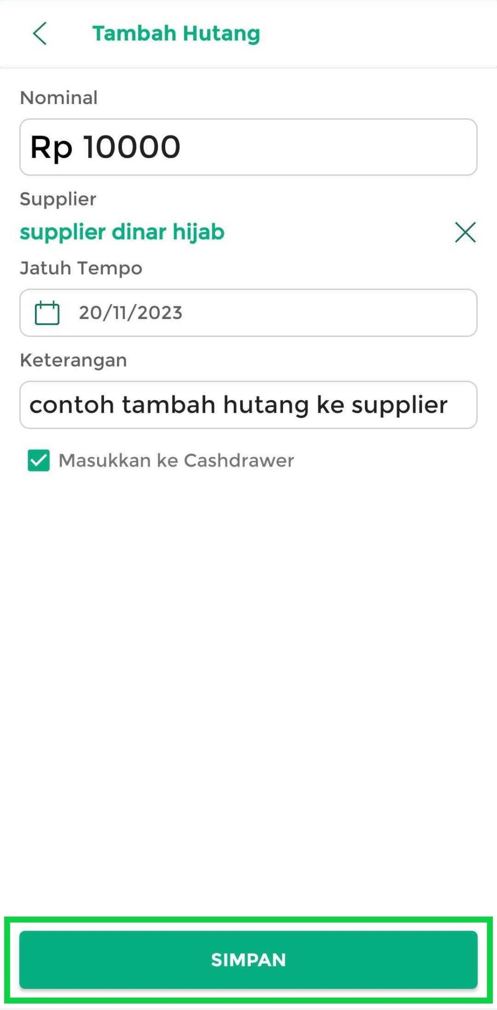 Fitur Manajemen Hutang