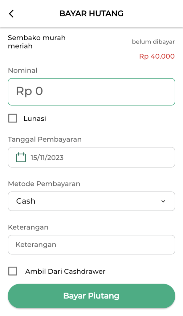 Fitur Manajemen Hutang