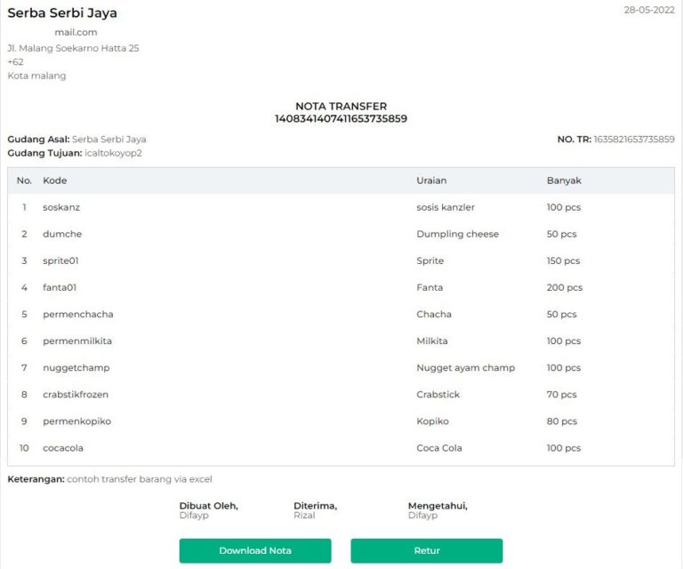 Cara Transfer Barang Antar Cabang (Tanpa Konfirmasi)