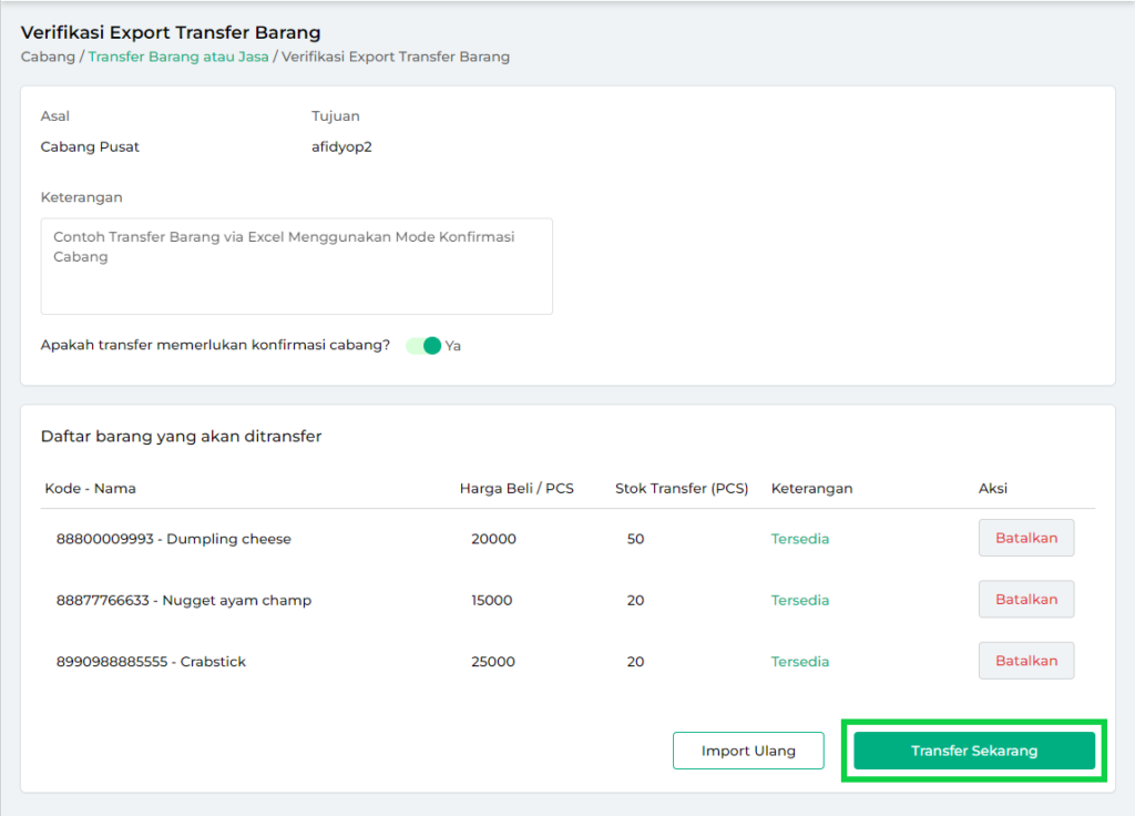 Cara Transfer Barang Antar Cabang (Mode Konfirmasi)