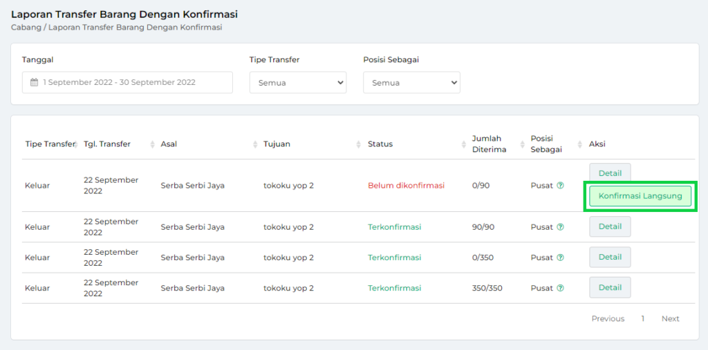 Cara Transfer Barang Antar Cabang (Mode Konfirmasi)