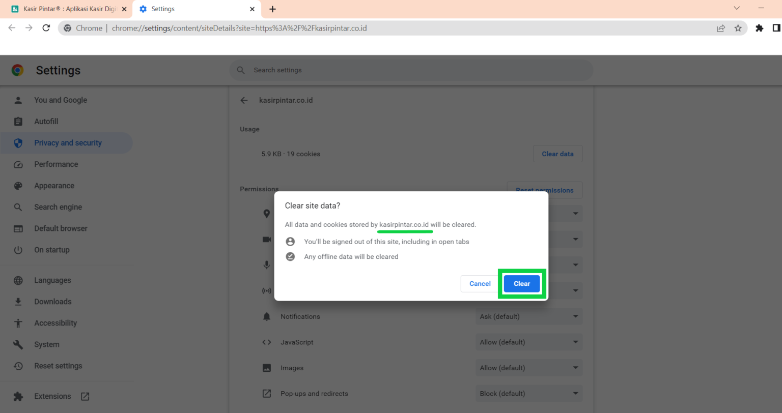 Bagaimana Cara Clear Cache Website Kasir Pintar pada Browser?