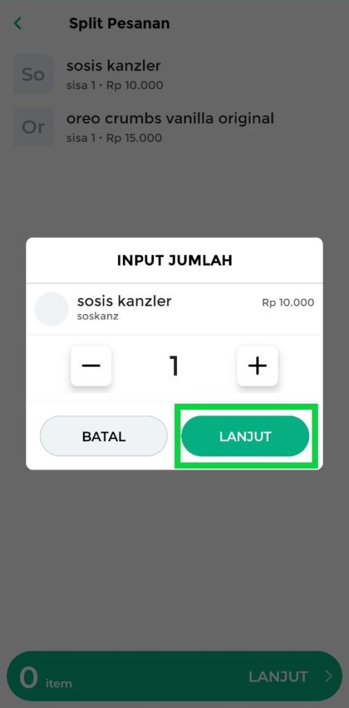 Cara Split Pesanan