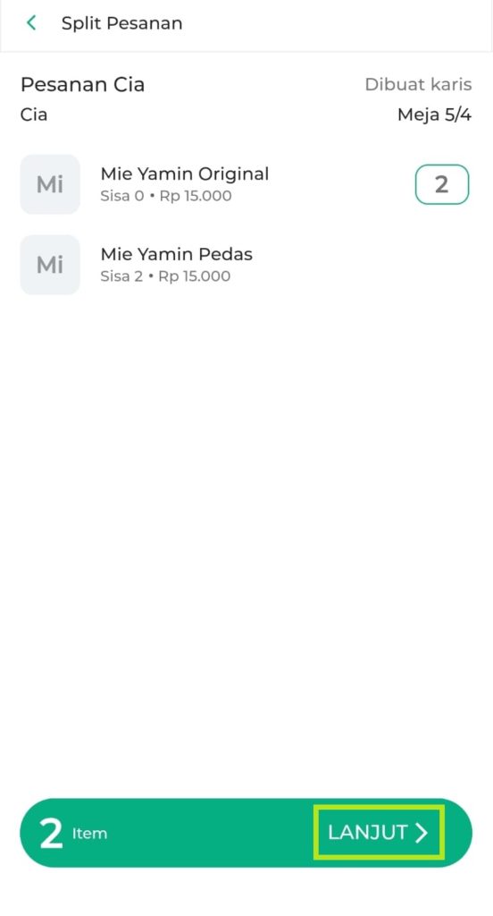 Cara Split Pesanan