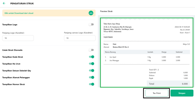 Cara Cetak Struk untuk Kertas A4