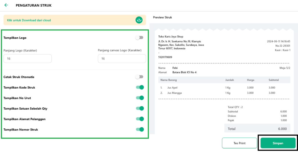 Cara Cetak Struk untuk Kertas A4