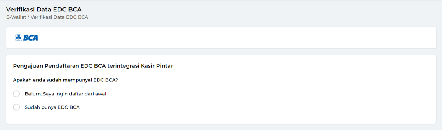Daftar Pengajuan EDC BCA