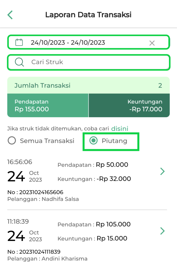 Fitur Manajemen Piutang