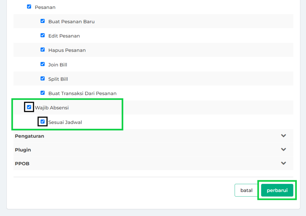 Pengaturan Fitur Absensi