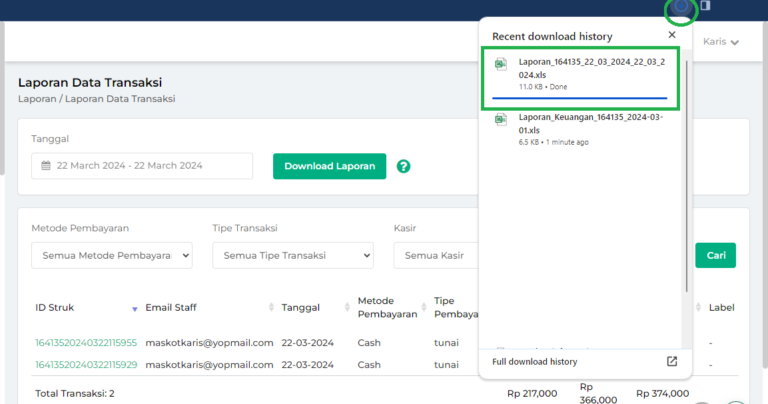Laporan Data Transaksi