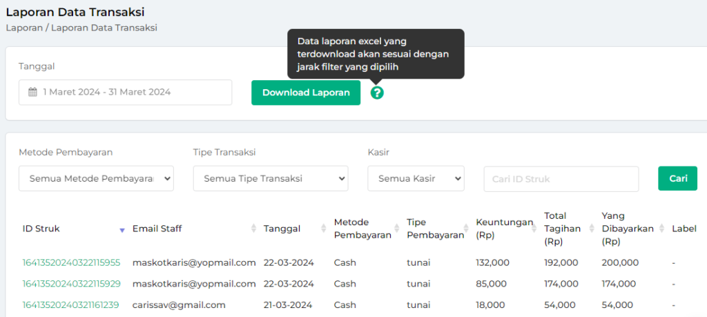 Laporan Data Transaksi