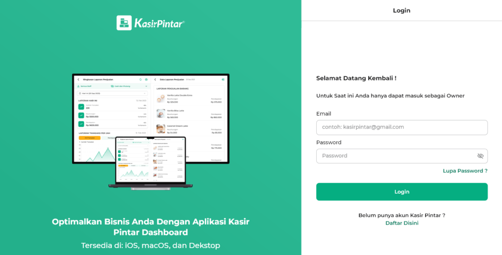 Cara Melihat Log Owner (Kasir Pintar Dashboard)