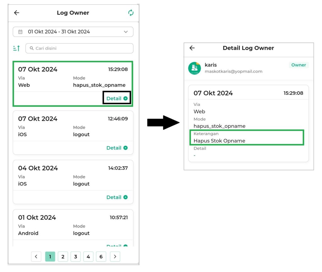 Cara Melihat Log Owner (Kasir Pintar Dashboard)