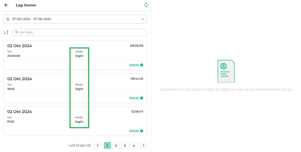 Cara Melihat Log Owner (Kasir Pintar Dashboard)