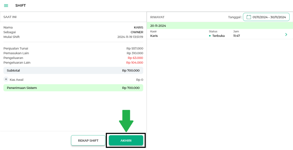 Cara Menggunakan Fitur Shift (Kasir Pintar POS)