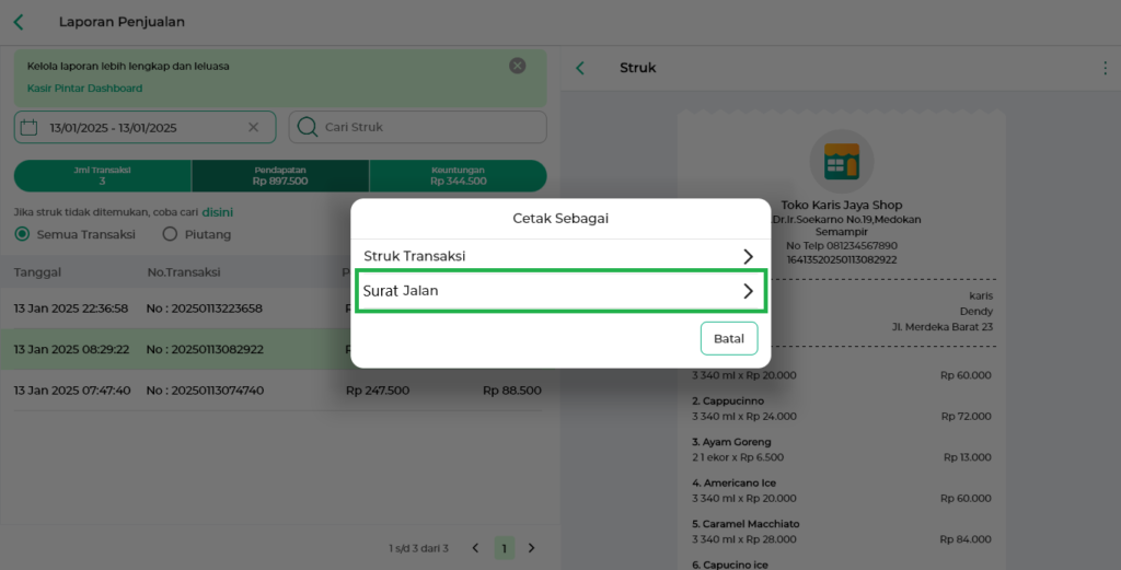 Cara Cetak Surat Jalan (Kasir Pintar POS)