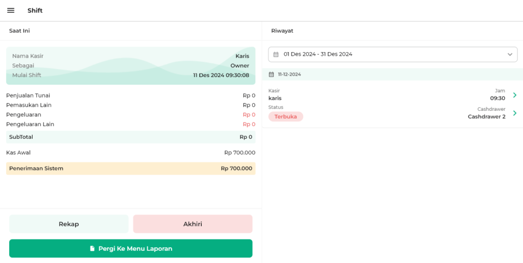 Cara Menggunakan Fitur Shift (Kasir Pintar Dashboard)