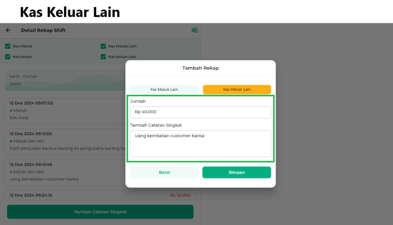 Cara Menggunakan Fitur Rekap Uang Kas (Kasir Pintar Dashboard)