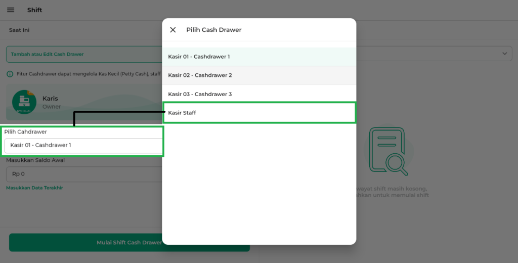 Cara Menggunakan Fitur Shift (Kasir Pintar Dashboard)