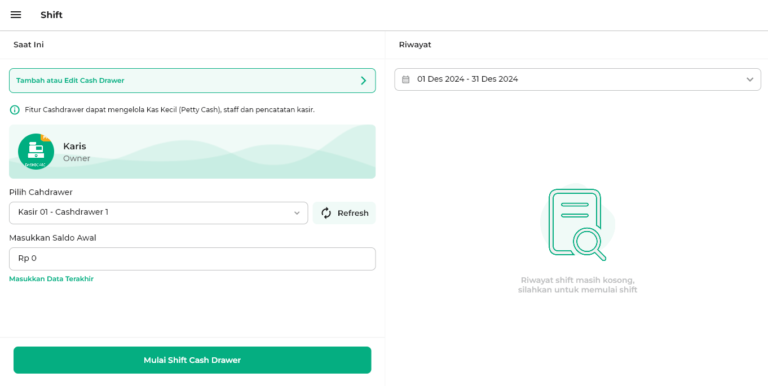 Cara Menggunakan Fitur Shift (Kasir Pintar Dashboard)