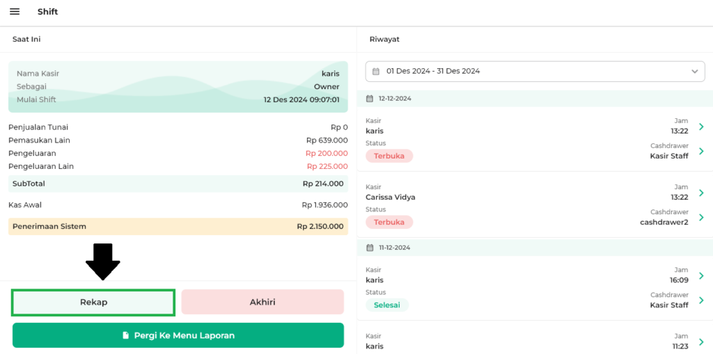 Cara Menggunakan Fitur Rekap Uang Kas (Kasir Pintar Dashboard)