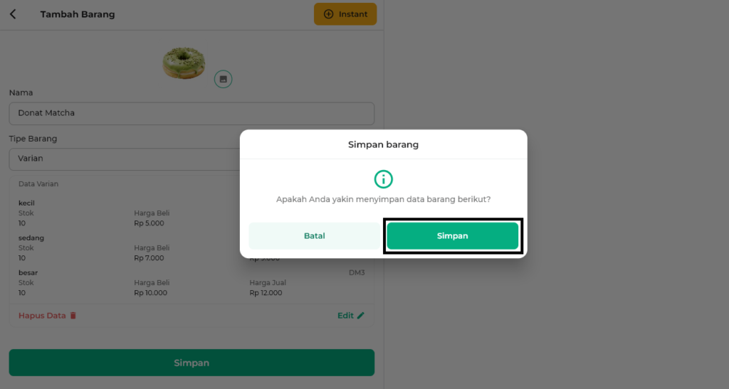 Cara Menambah Barang Varian (Kasir Pintar Dashboard)